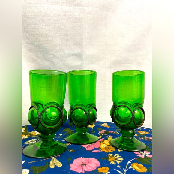 Dining | Vintage Hand Blown Green Caged Glass Goblets | Poshmark